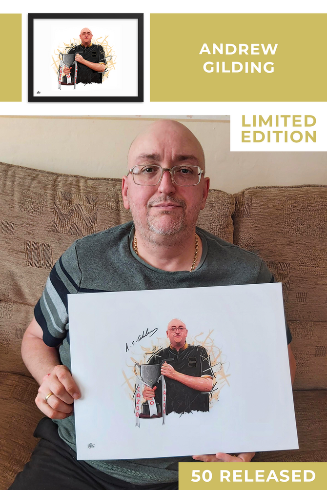 Andrew Gilding Limited Edition Signed Art Print – The Dartist