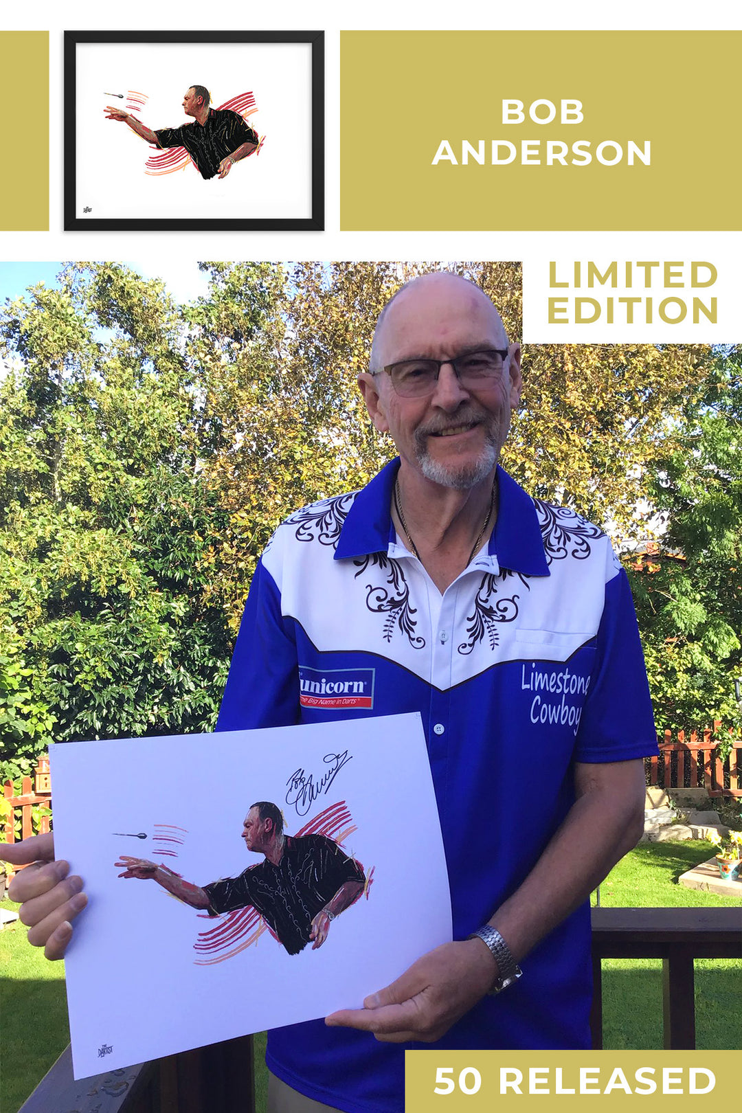 Bob Anderson Limited Edition Signed Art Print – The Dartist