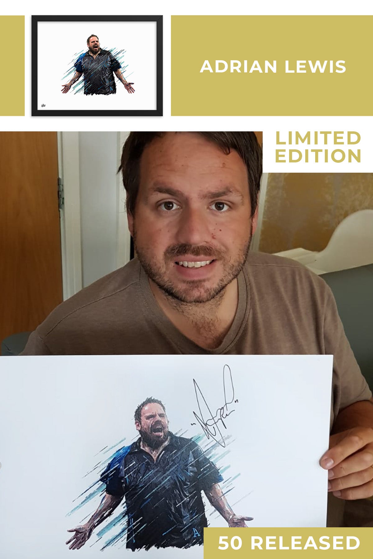 Adrian Lewis Limited Edition Signed Art Print – The Dartist