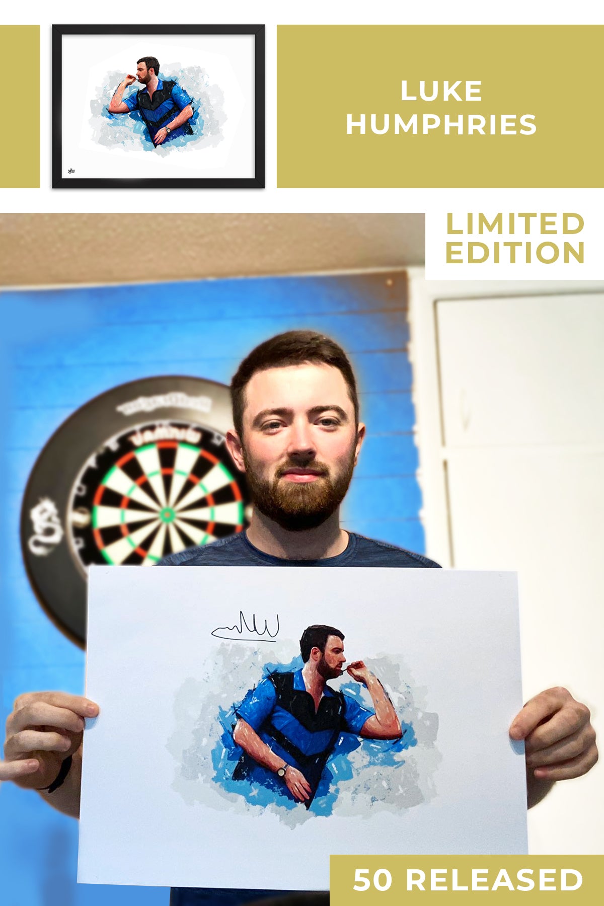 Luke Humphries Limited Edition Signed Art Print – The Dartist